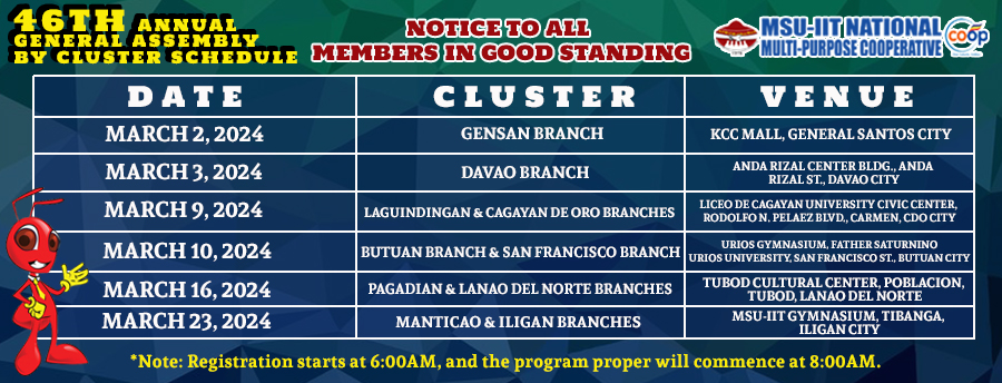 MSU-IIT Multi-Purpose Cooperative » News - 46th Annual General Assembly ...