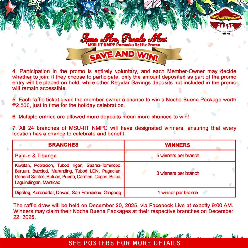 MSU-IIT Multi-Purpose Cooperative » News - Ipon Mo, Panalo Mo: MSU-IIT ...